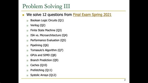 Digital Design And Computer Architecture Problem Solving Iii Spring 2023 Youtube