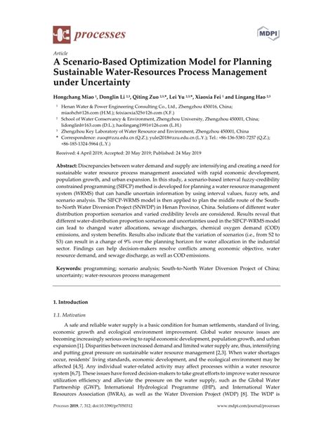 Pdf A Scenario Based Optimization Model For Planning Sustainable