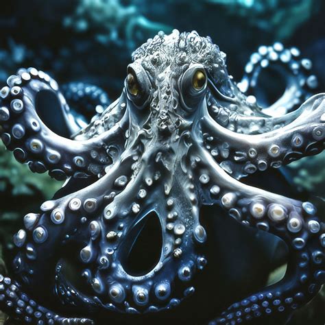 Octopus Ocean Dark Waters Detailed Image Of Face And Hands