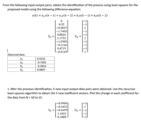 Solved From The Following Input Output Pairs Obtain The