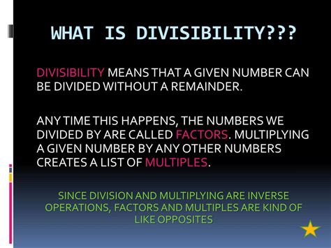 PPT DIVISIBILITY FACTORS MULTIPLES PowerPoint Presentation ID