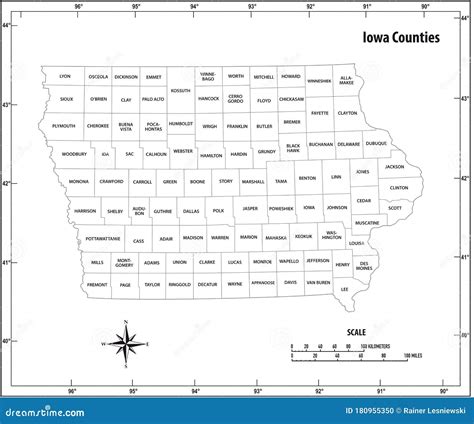 Iowa State Political Map Vector Illustration 180050016