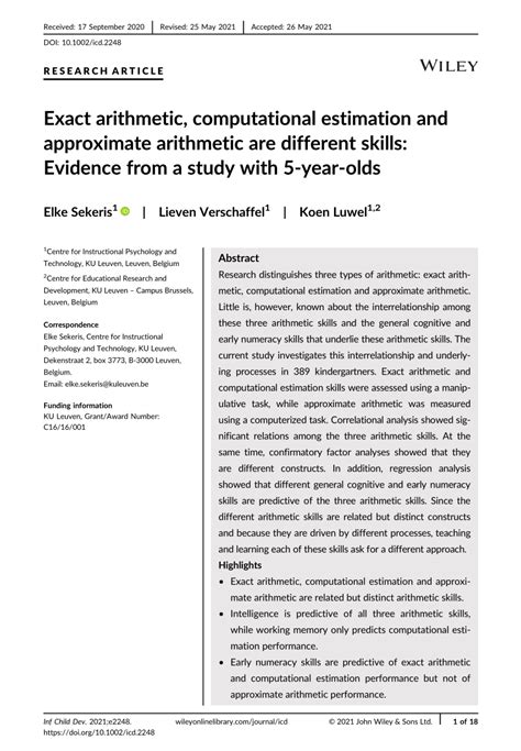 Pdf Exact Arithmetic Computational Estimation And Approximate