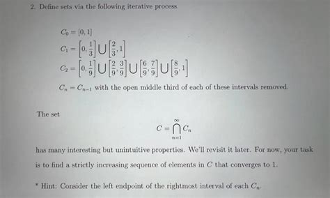 Solved 2 Define Sets Via The Following Iterative Process Chegg