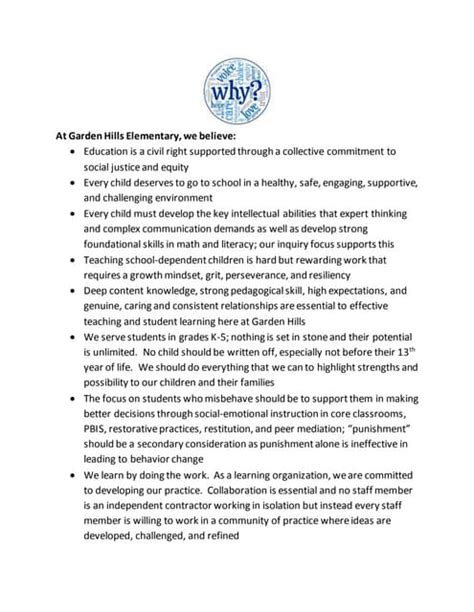 Belief Statement Docx Primary Education Education