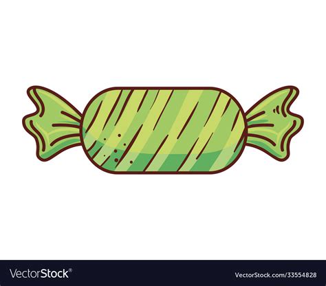 Candy In Wrap Color Green In White Background Vector Image