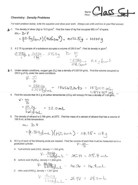 Density Problems With Answers Pdf
