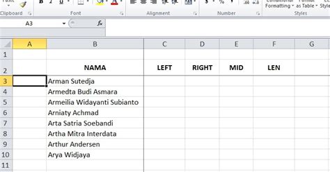 Belajar Microsoft Office Fungsi Text Left Right Mid Dan Len