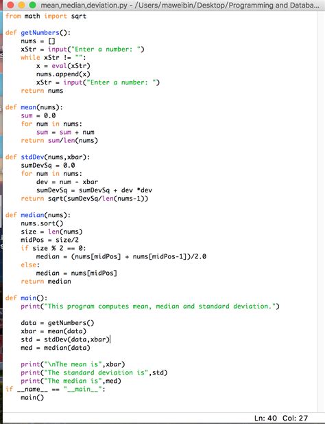 用python计算meanstandard Deviationmedian 程序报错不能运行，求解，谢谢大神们了~ Csdn社区