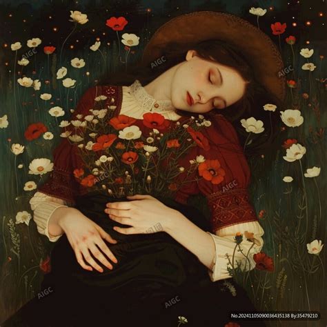 Ai创作图少女与花插画 高级感女插画 持花的少女 手绘采花女 意境人物插画 浪漫少女插画 花丛中少女 鲜花与少女 东方睡眠女子插画 唯美少女与花系列 高级感插画 花地少女 孤独的灵魂插画 花丛