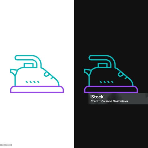 흰색과 검은 색 배경에 격리 라인 전기 철 아이콘 스팀 아이언 다채로운 개요 개념 벡터 가사 집안일에 대한 스톡 벡터 아트 및 기타 이미지 Istock