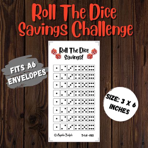 Roll The Dice Savings Challenge Mini Tracker For Cash Budgeting Sa Magnolia Budgets