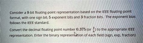 SOLVED Consider A 9 Bit Floating Point Representation Based On The IEEE Floating Point Format