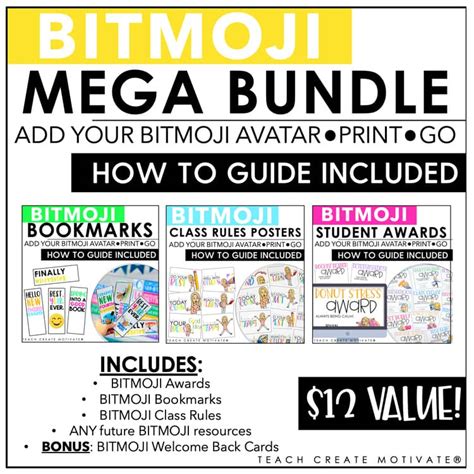 Bitmoji Bundle Student Awards Class Rules Posters Bookmarks Welcome