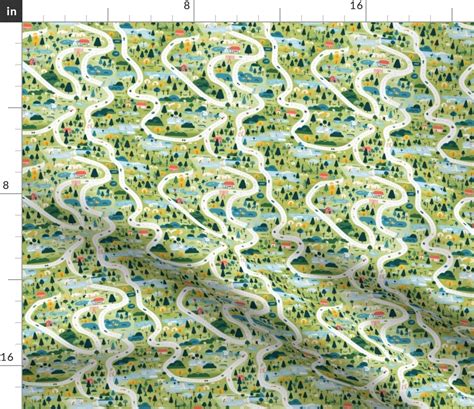 Scandi Town Map Fabric Spoonflower