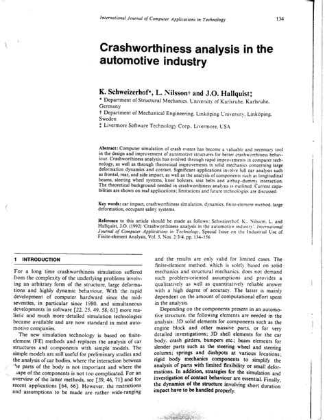 Pdf Crashworthiness Analysis For The Automotive Industry