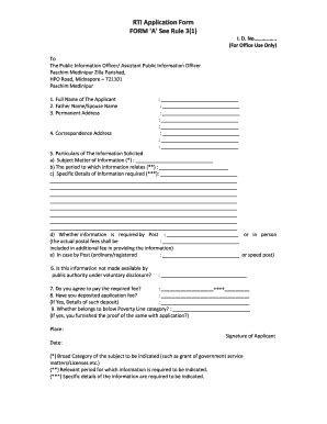 Rti Application Form Fill Online Printable Fillable Blank PdfFiller