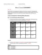 Chem 30 Unit 2 Module 3 Lesson 2 Assignment 1 Pdf Chemistry 30