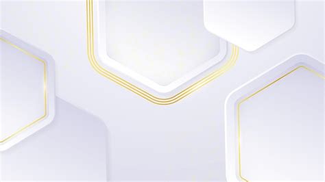 Абстрактный роскошный белый и золотой фон с шестиугольниками Премиум векторы