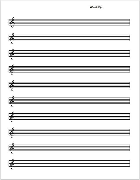 Printable Treble Clef Music Paper Pdf File Worksheets Library