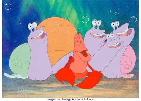 The Little Mermaid Sebastien And Sea Snails Production Cel Setup Walt