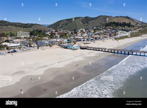 Aerial Summer View Above The Beach And Pier Of Avila Beach California