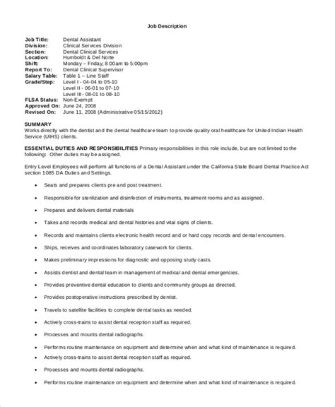 Free 8 Sample Dental Assistant Job Description Templates In Pdf Ms Word