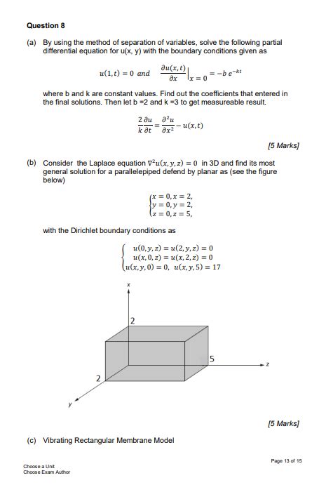 Question 8 A By Using The Method Of Separation Of