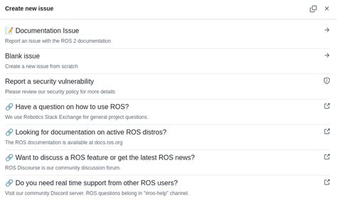 📝 New Issue Template Added For Ros 2 Documentation Ros General Open