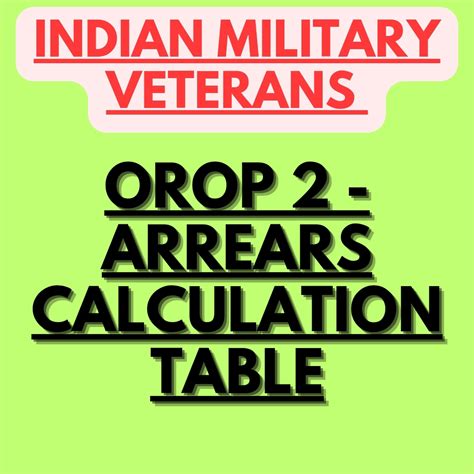 Orop 2 Arrears Calculation Table Indian Military Veterans