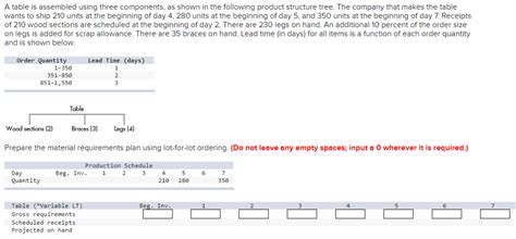 [solved] a table is assembled using three components a