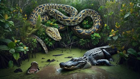 Python Versus Alligator Clash Of Predators In The Everglades Ecosystem