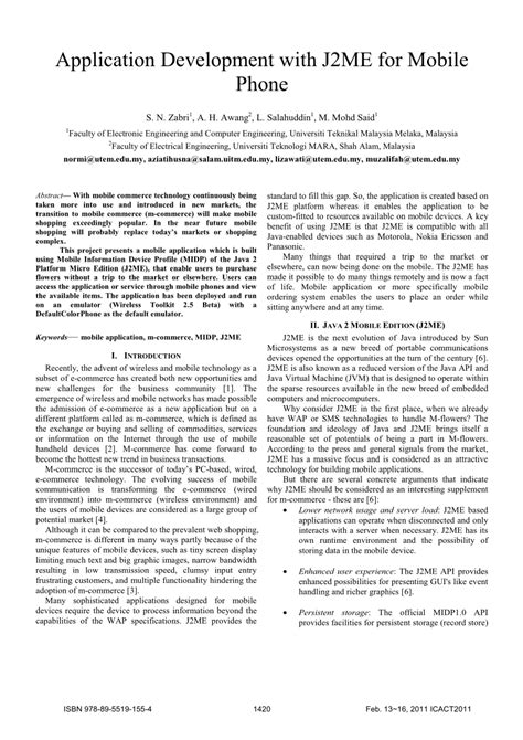 Pdf Application Development With J2me For Mobile Phone