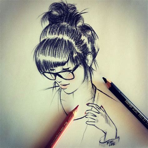 Girls With Glasses Drawing Pencil Drawings Of Girls Sketches Girl