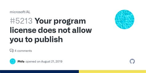 Your Program License Does Not Allow You To Publish · Issue 5213 · Microsoft Al · Github