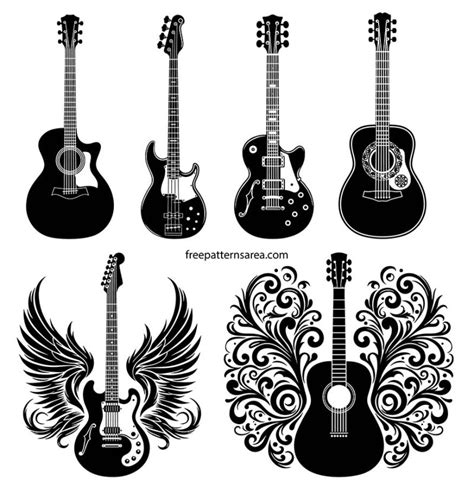 Free Acoustic And Electric Guitar Vector Designs For Music Projects