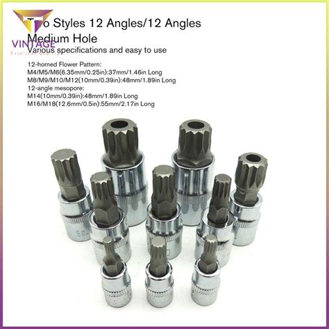 10pcs Allen Head Sleeve Wrench 12 Point Mm Triple Square Spline Bit