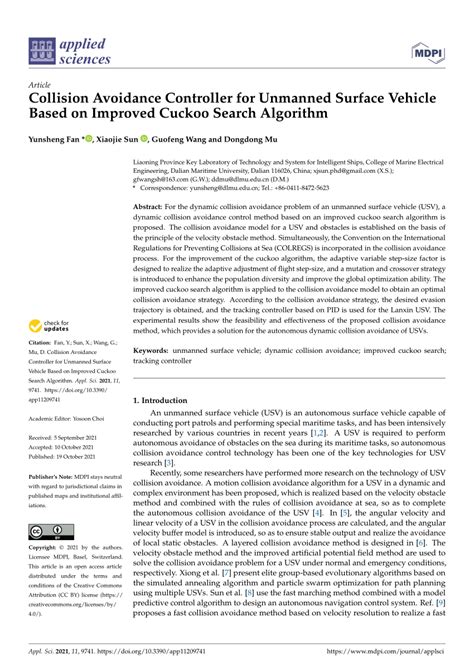 Pdf Collision Avoidance Controller For Unmanned Surface Vehicle Based