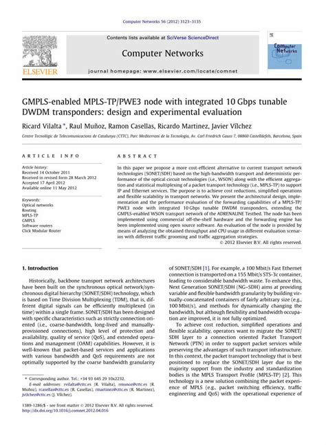 Pdf Gmpls Enabled Mpls Tppwe3 Node With Integrated 10 Gbps Tunable Dwdm Transponders Design