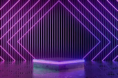 연단 빈 제품 디스플레이 스탠드 네온 조명 어두운 방에서 플랫폼 3차원 형태에 대한 스톡 사진 및 기타 이미지 3차원 형태 강단 건설 플랫폼 Istock