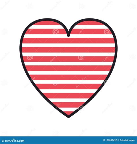 Heart Love With Stripes Valentines Card Stock Vector Illustration Of
