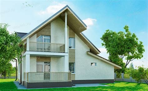 Проект загородного дома 161 м2 из газобетона с гаражом балконом и