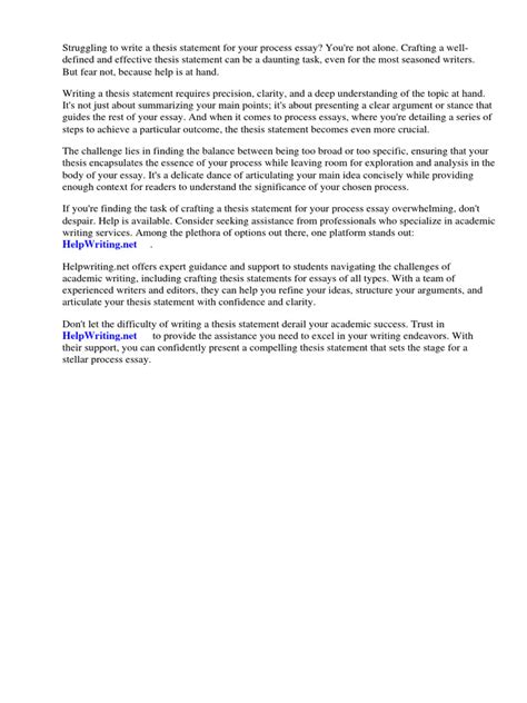 Example Of Thesis Statement For Process Essay Pdf