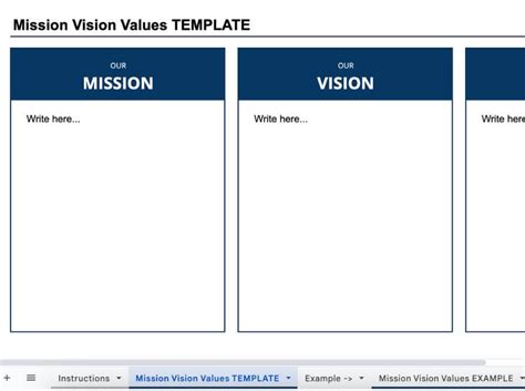 Mission Vision Values Template Growth Business Templates