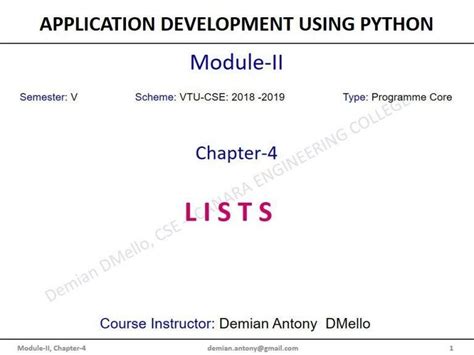 Python Programming Adp Vtu Cse 18cs55 Module 2 Chapter 4 Demian Antony Dmello