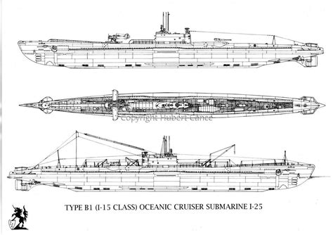 Type B1 I 15 Class Oceanic Cruiser Submarine I 25 Drawing