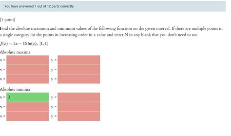 Solved You Have Answered 1 Out Of 12 Parts Correctly 1