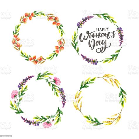 정사각형 배경에 꽃과 하트와 여자의 날 텍스트 디자인입니다 벡터 그림입니다 여자 의 날 분홍색 색상의 서예 디자인을 인사 포스터 카드 배너용 템플릿입니다 0명에 대한 스톡