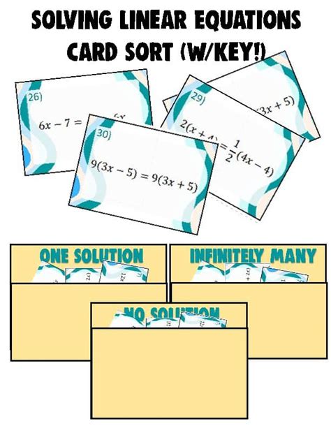 Card Sort Solving Linear Equations By Mrscvetan Tpt