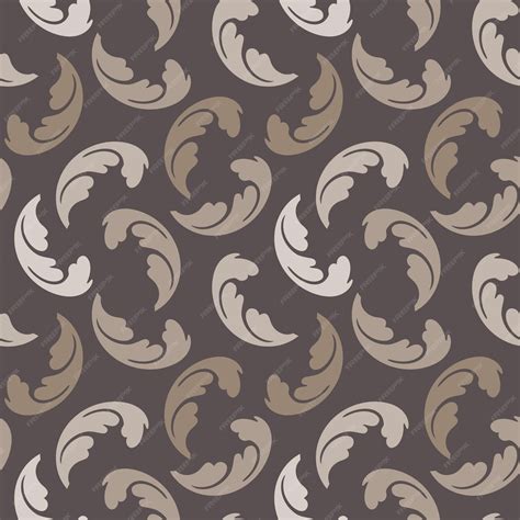 원활한 패턴 베이지색 빈티지 갈색 배경에 나뭇잎 인쇄 배경 섬유 벽지 프리미엄 벡터